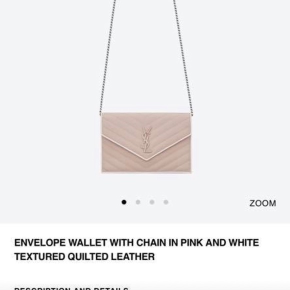 Yves Saint Laurent | Bags | Ysl Envelop Wallet With Chain In Pink And ...